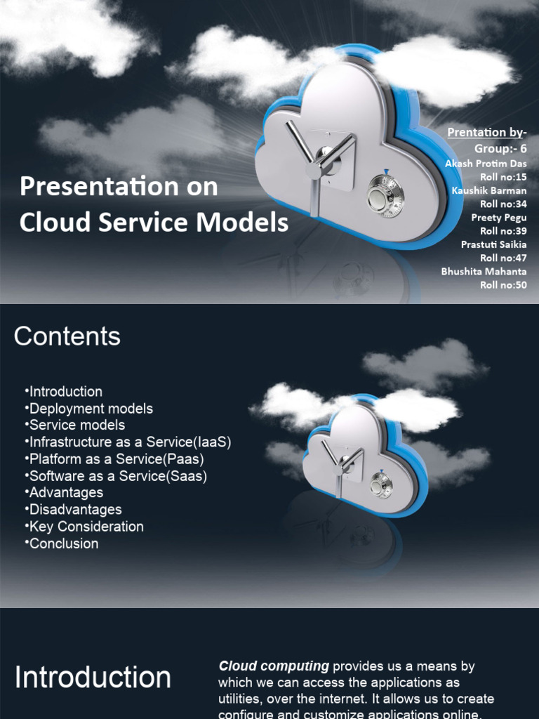 Presentation On Cloud Service Models: Prentation By-Group: - 6 | PDF | Cloud Computing ...