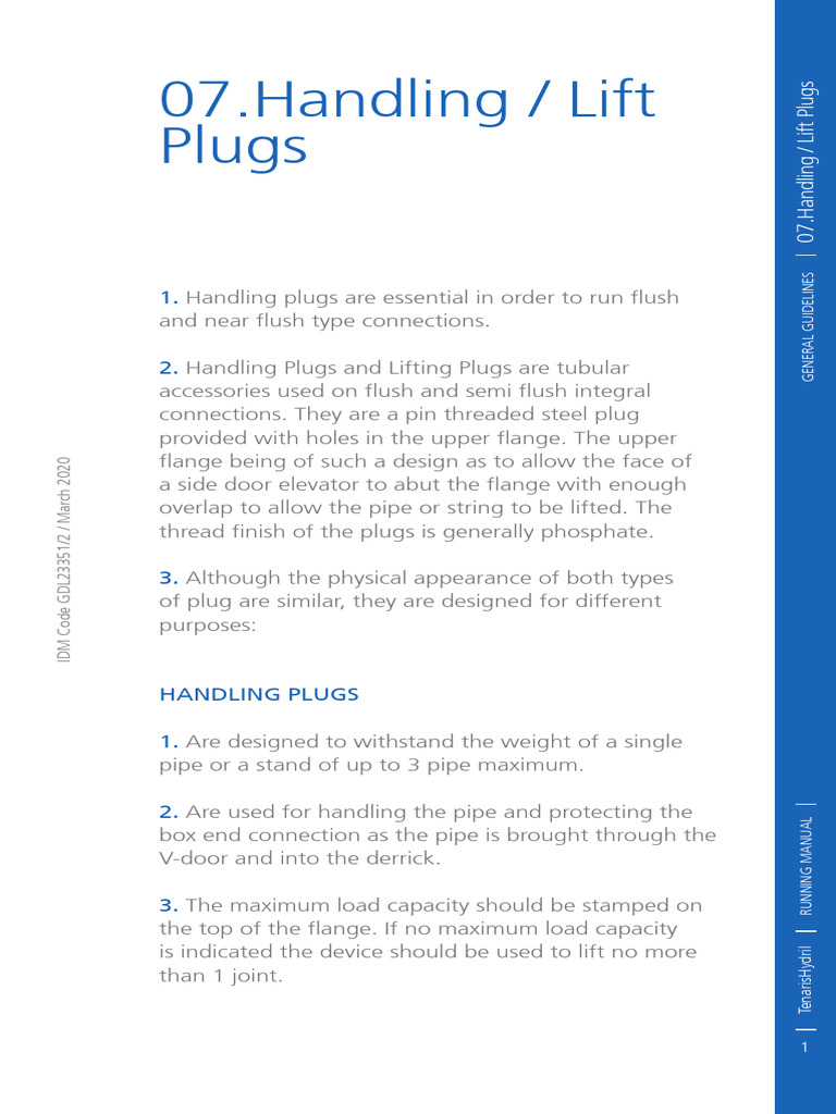 07.handling / Lift Plugs | PDF | Elevator | Pipe (Fluid Conveyance)