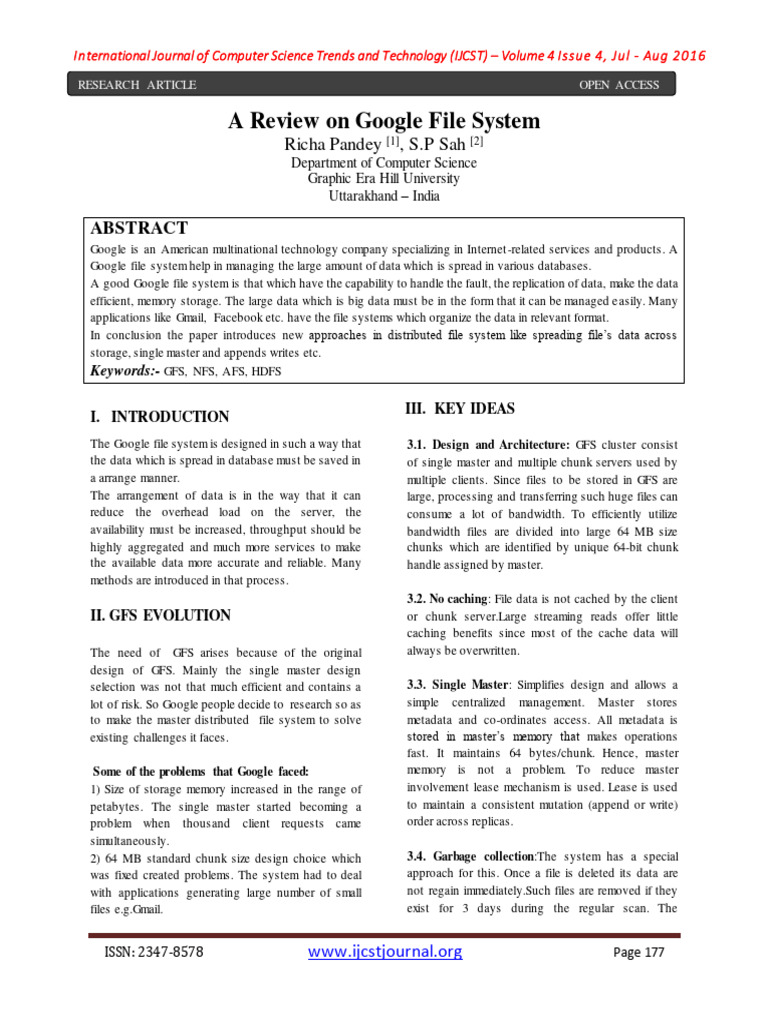 A Review On GOOGLE File System | PDF | Computer Cluster | Cache (Computing)