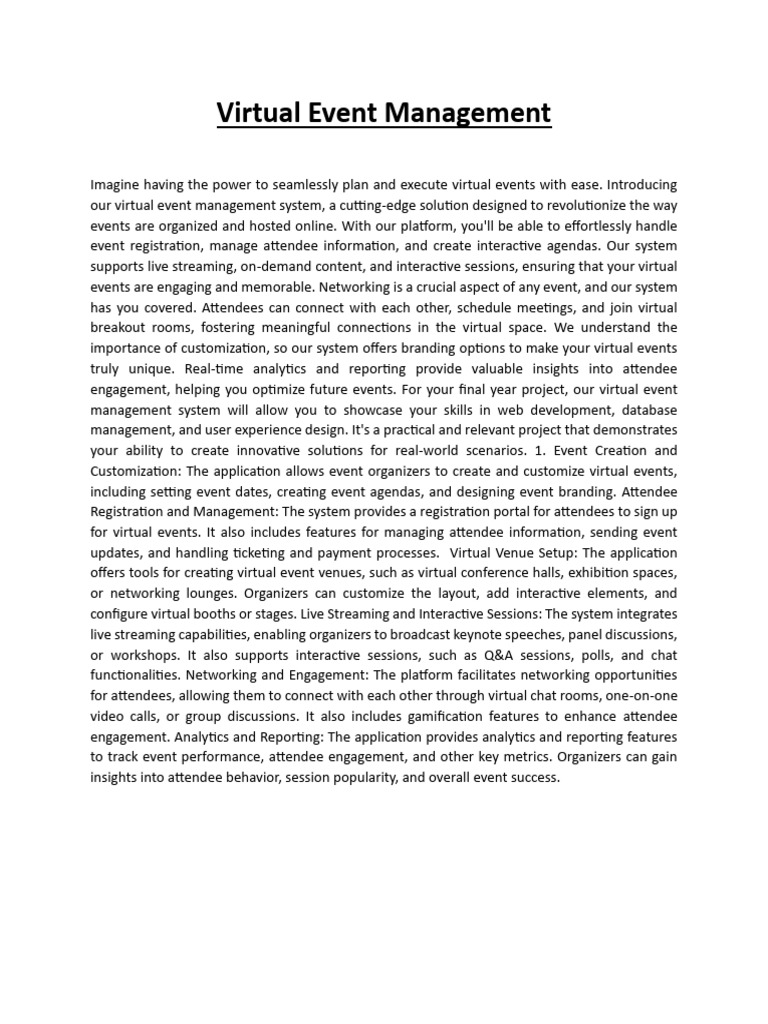 Virtual Event Management System Overview | PDF