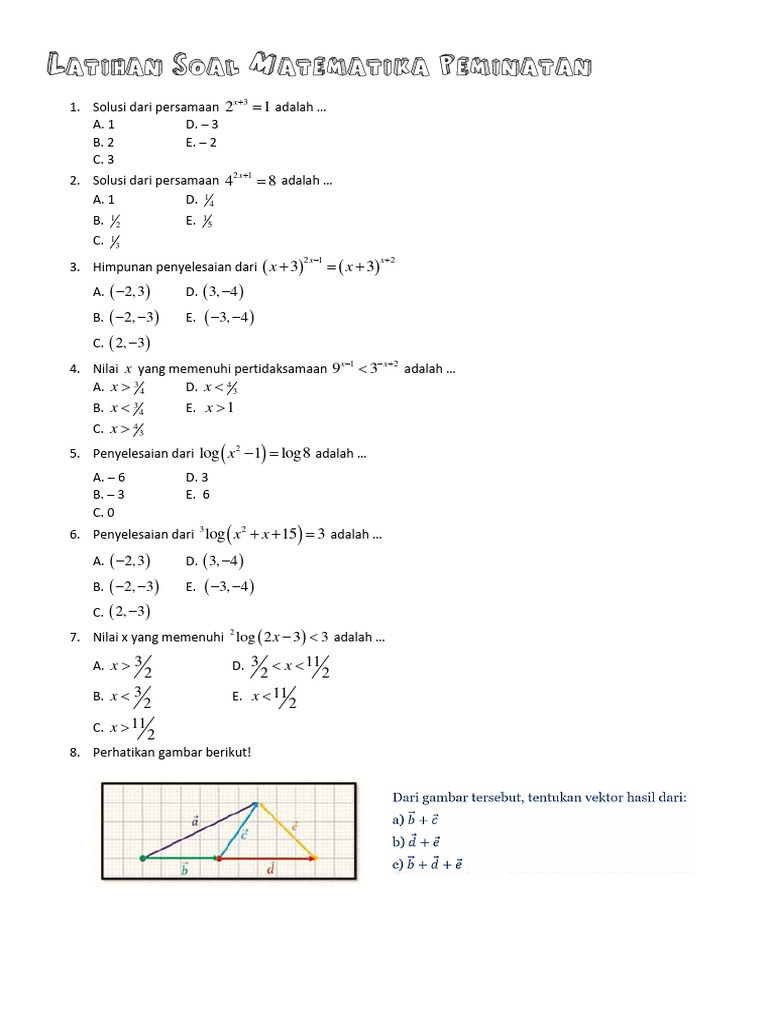 Latihan Soal Matematika Peminatan | PDF