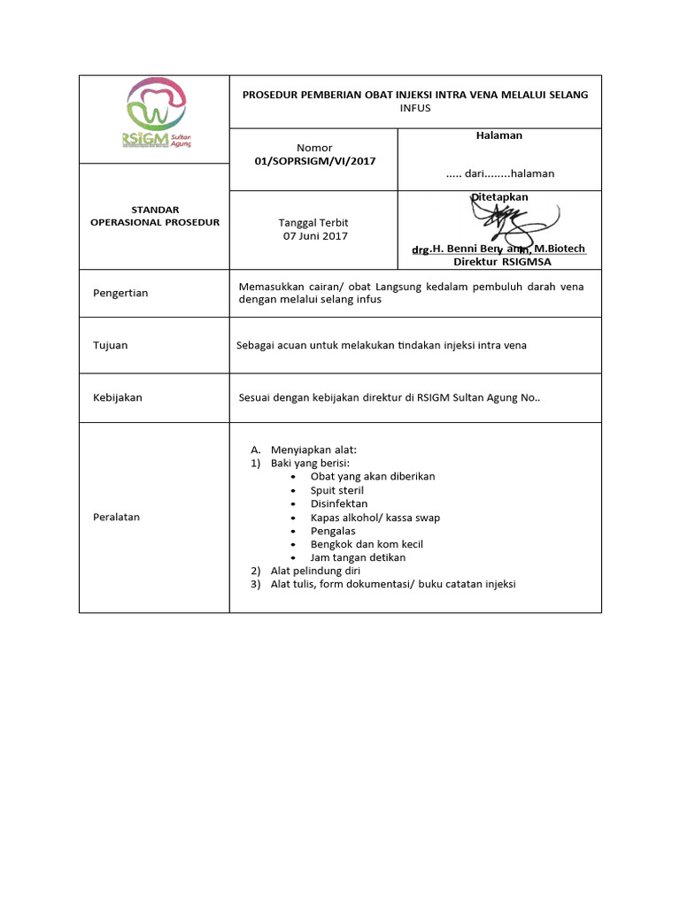 pdf-sop-injeksi-iv-melalui-selang-infus | PDF