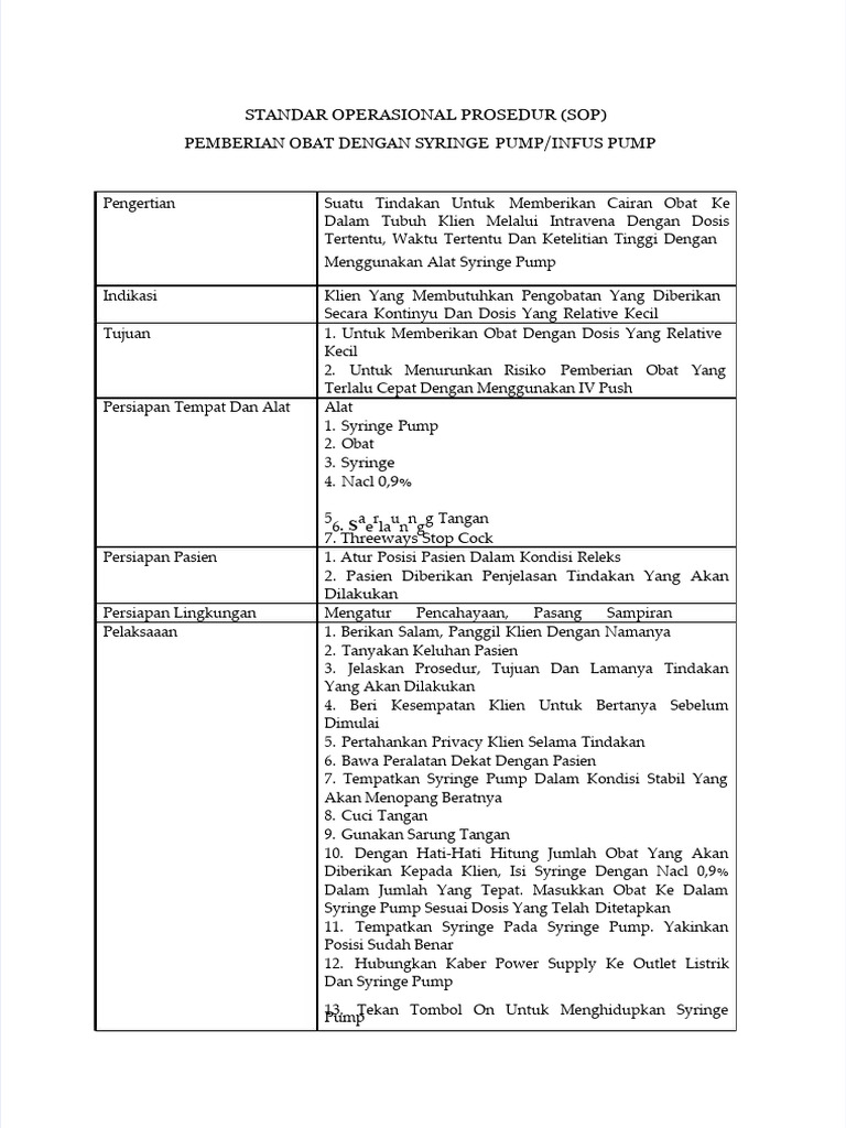 pdf-sop-pemberian-obat-dengan-syringe-pump-dan-infus-pump | PDF