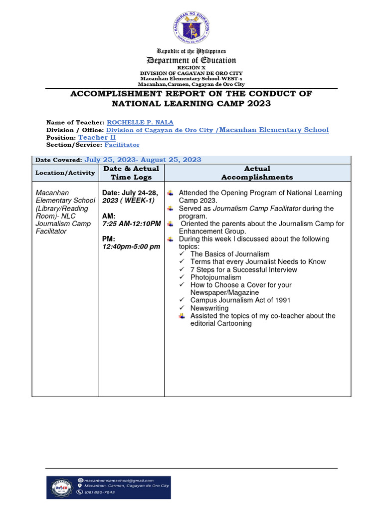 National Learning Camp 2023 Report | PDF | Written Communication ...