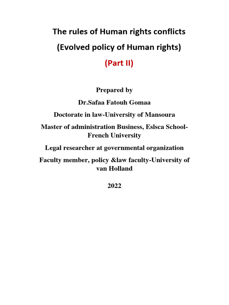 The rules of Human rights conflicts (Evolved policy of Human rights ...