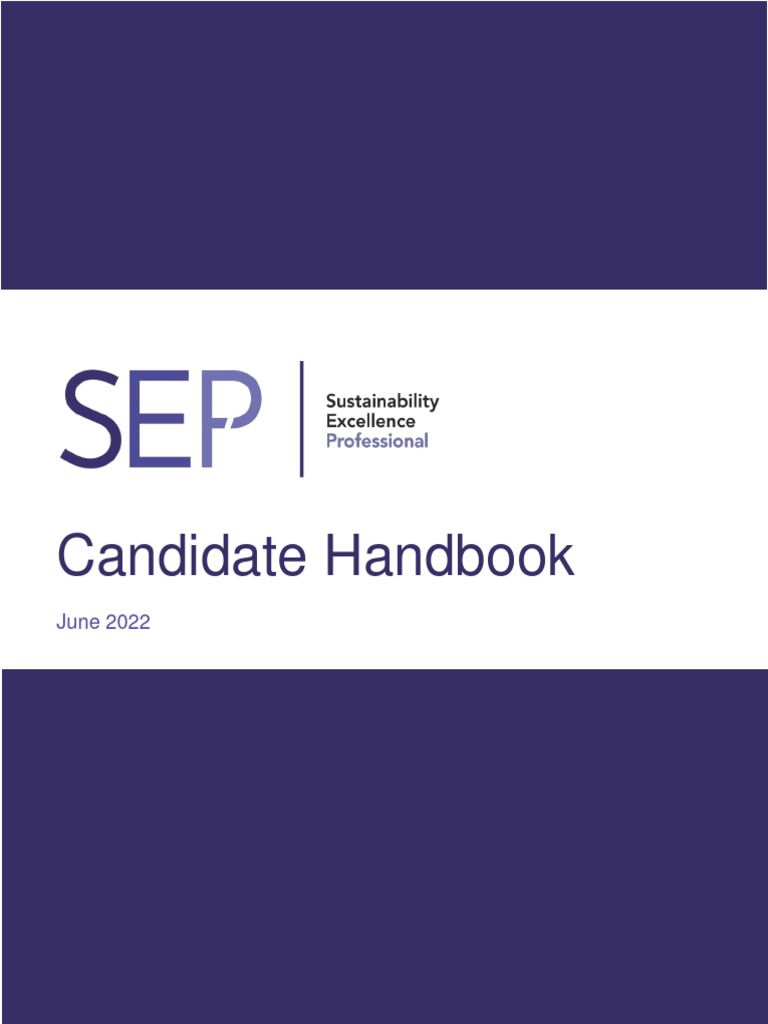 Sustainability Excellence Professional (SEP) - Candidate - Handbook - 6 ...