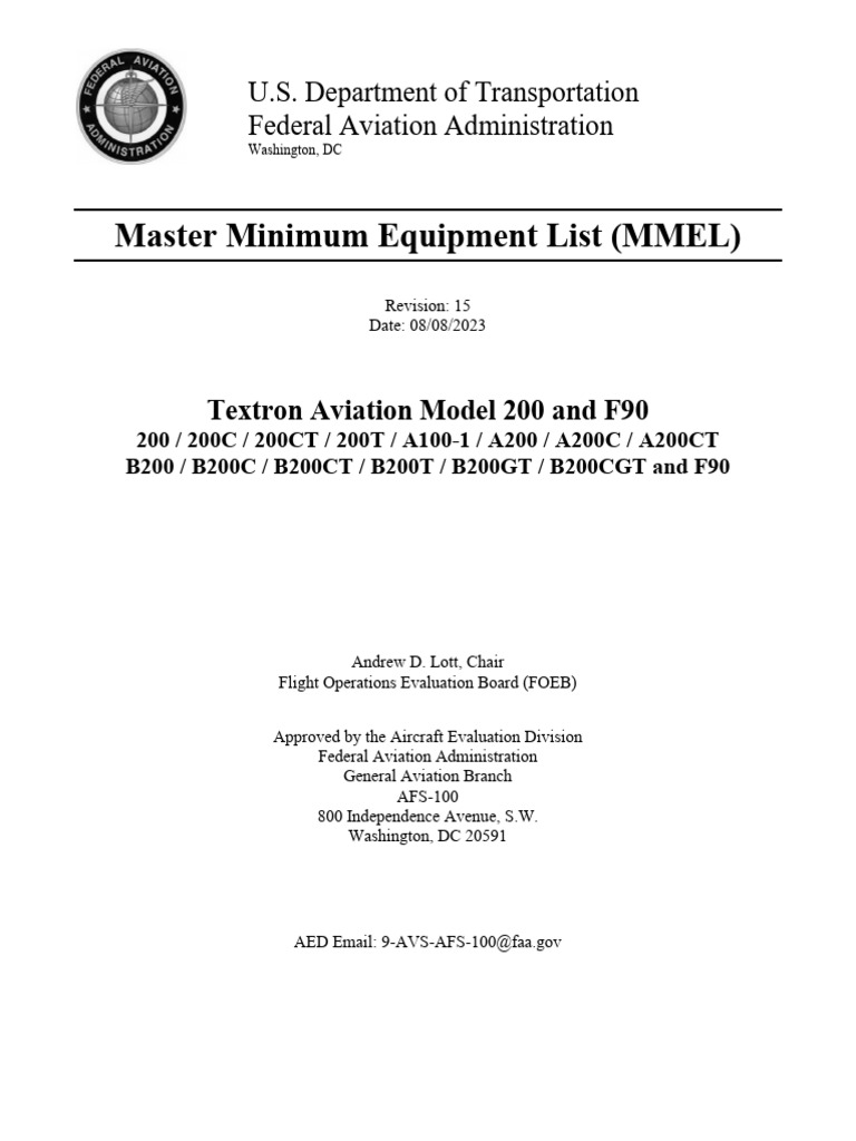 BE-200 - Rev - 15 MMEL | PDF | Aviation | Aircraft