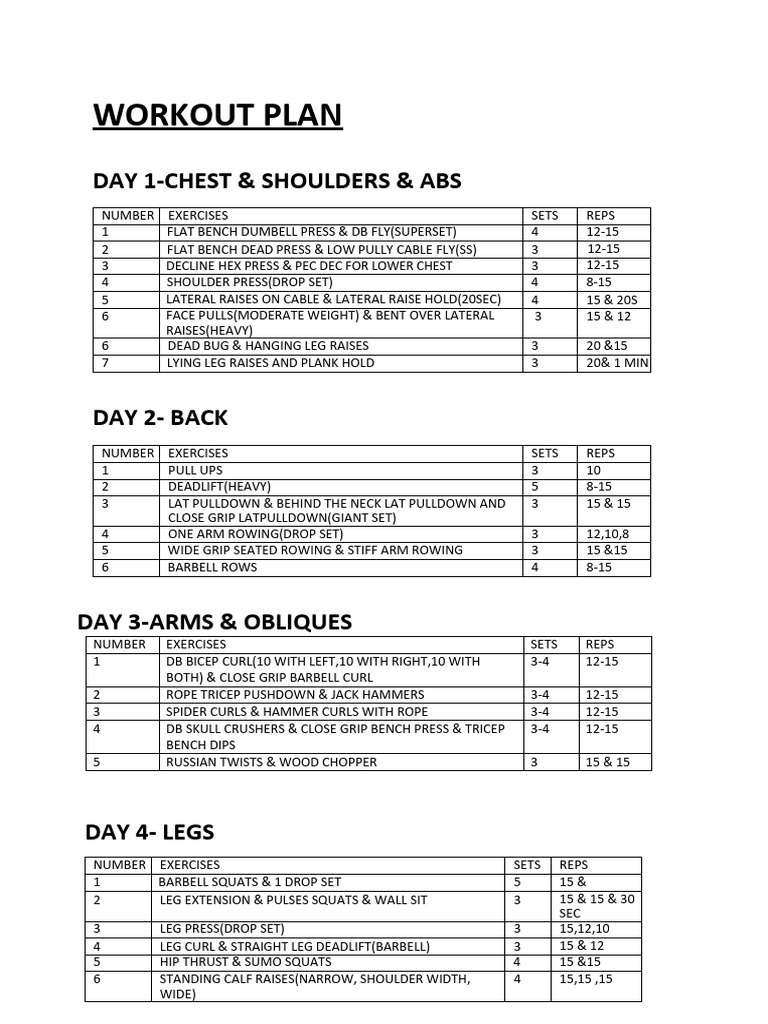 6-Day Full Body Workout Plan PDF | PDF | Strength Training | Physical ...