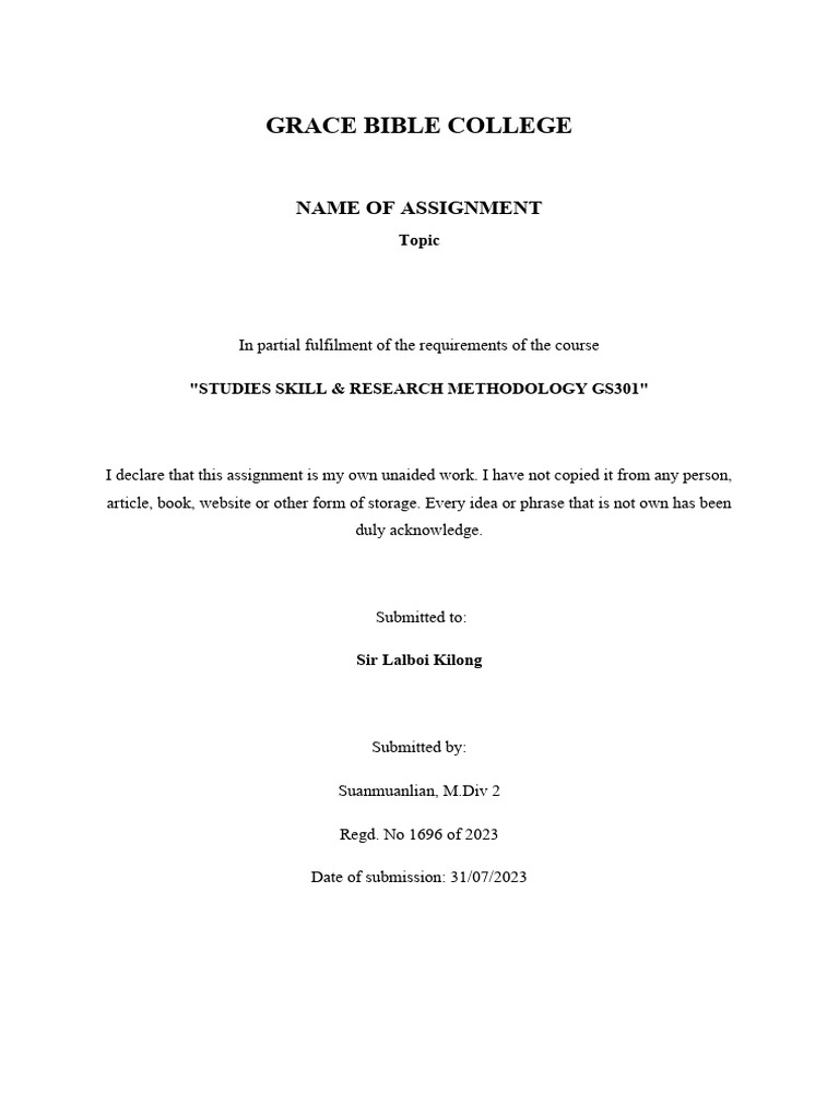 04 Research Methodology Assignment Coverpage | PDF 04 Research Methodology Assignment Coverpage | PDF