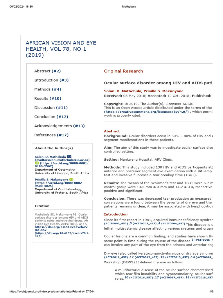 Mathebula | PDF | Human Eye | Ophthalmology
