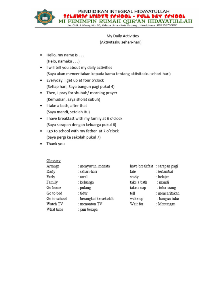 My Daily Activities | PDF