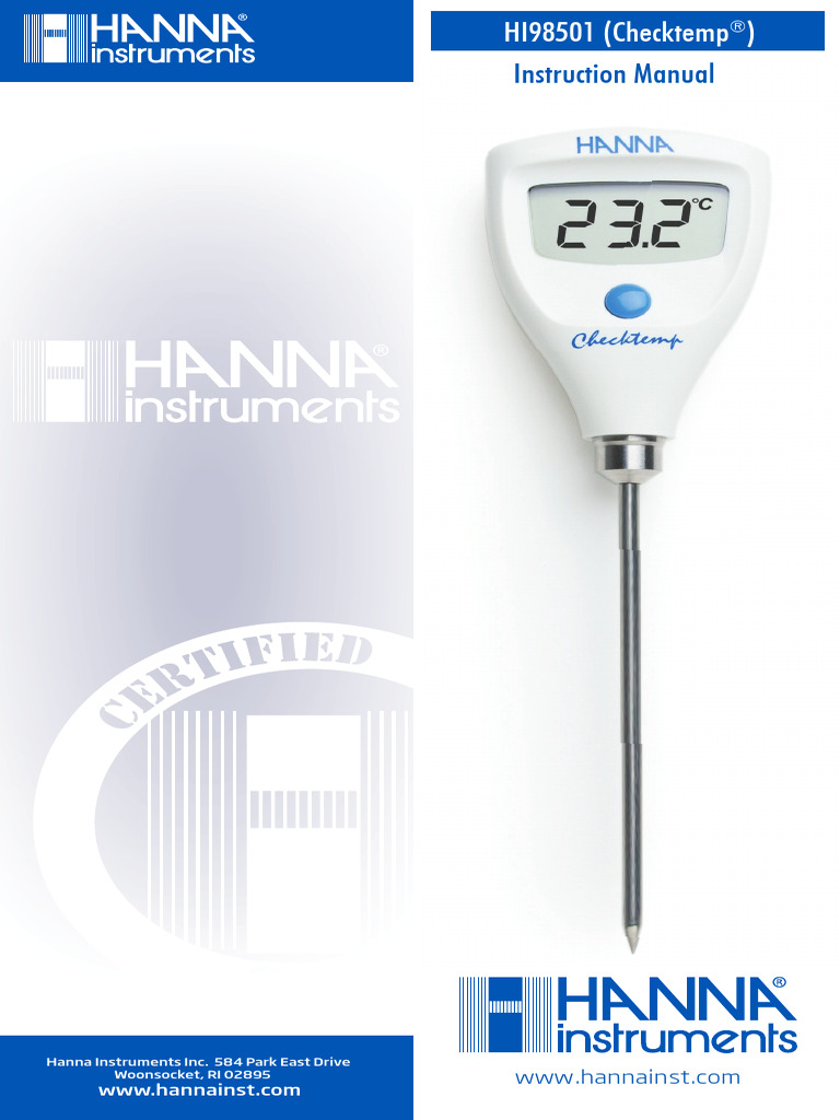 Hanna - Thermometer Check-Temp | PDF | Equipment | Metrology