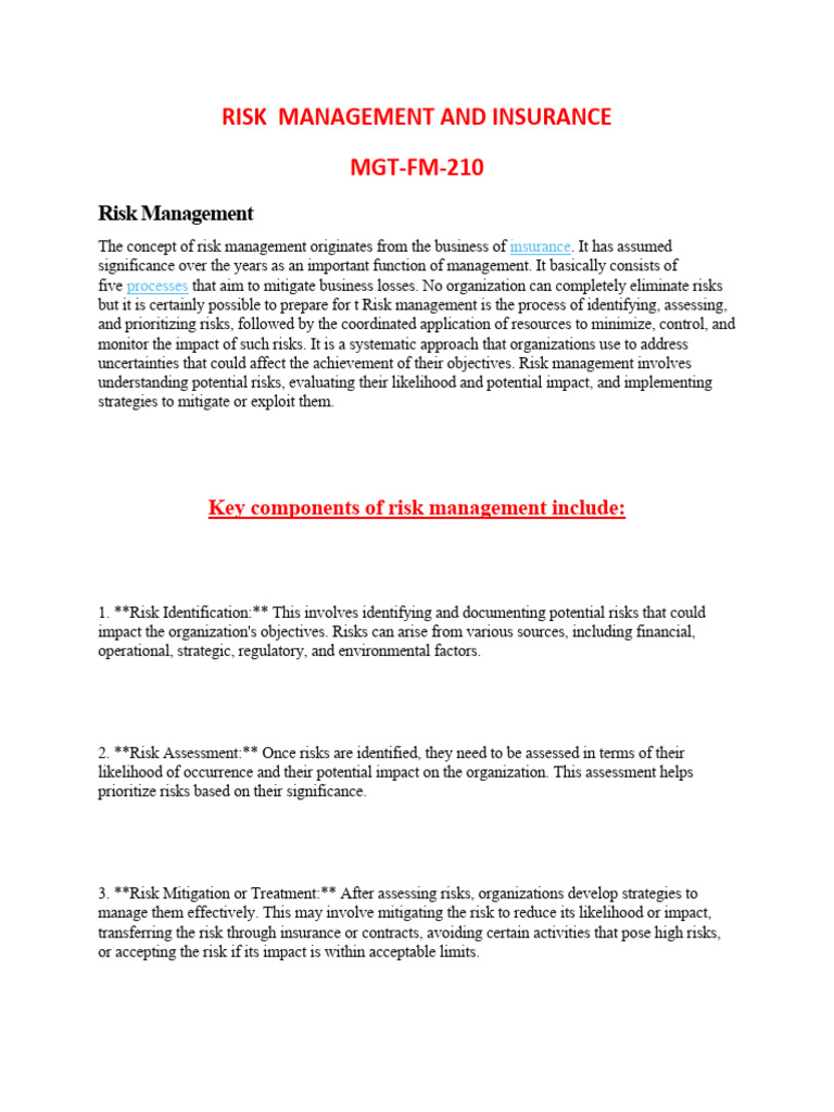 Risk Management and Insurance | PDF | Insurance | Risk Management