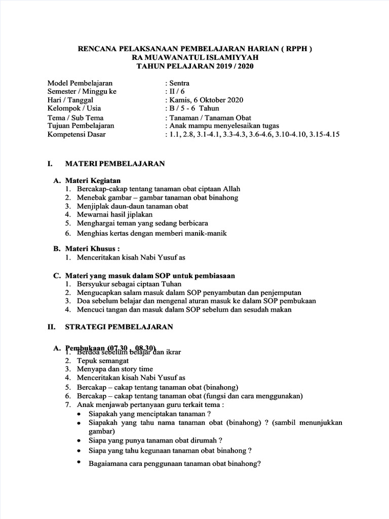 PDF RPPH Amp RPPM Tanaman Obat - Compress | PDF