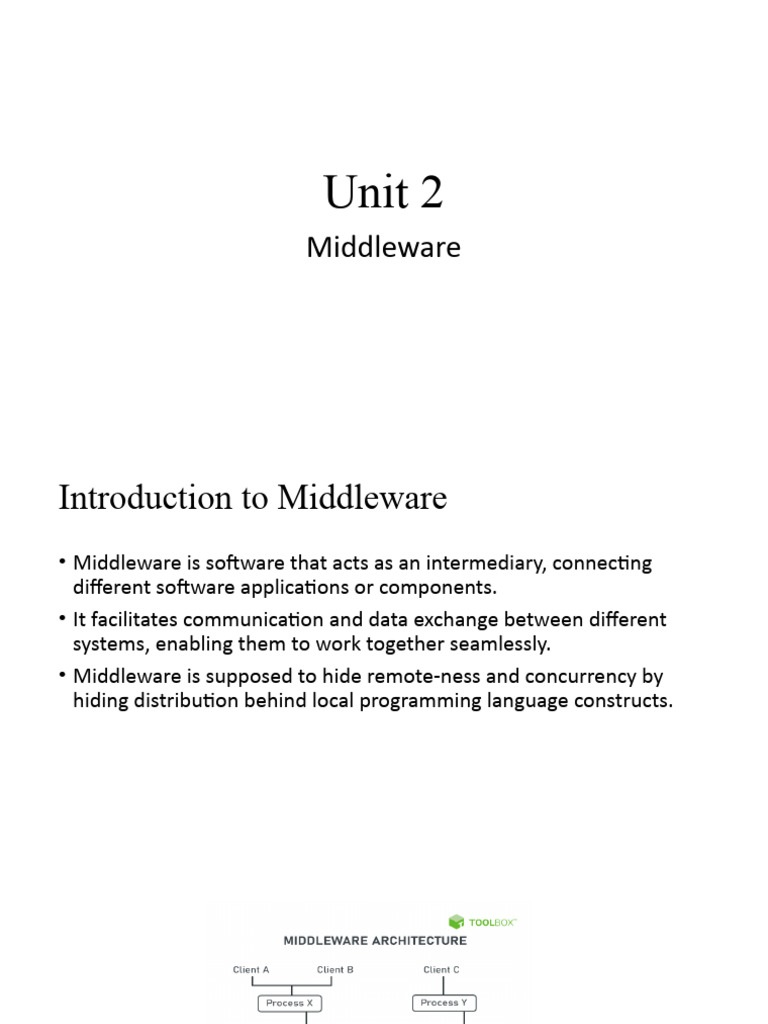 Unit 2 Middleware | PDF | Common Object Request Broker Architecture | Object (Computer Science)