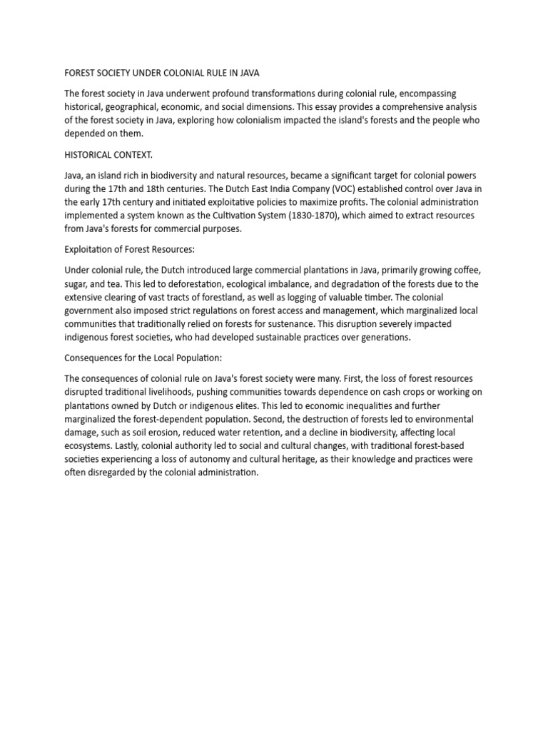 Forest Society Under Colonial Rule in Java | PDF | Deforestation | Forests