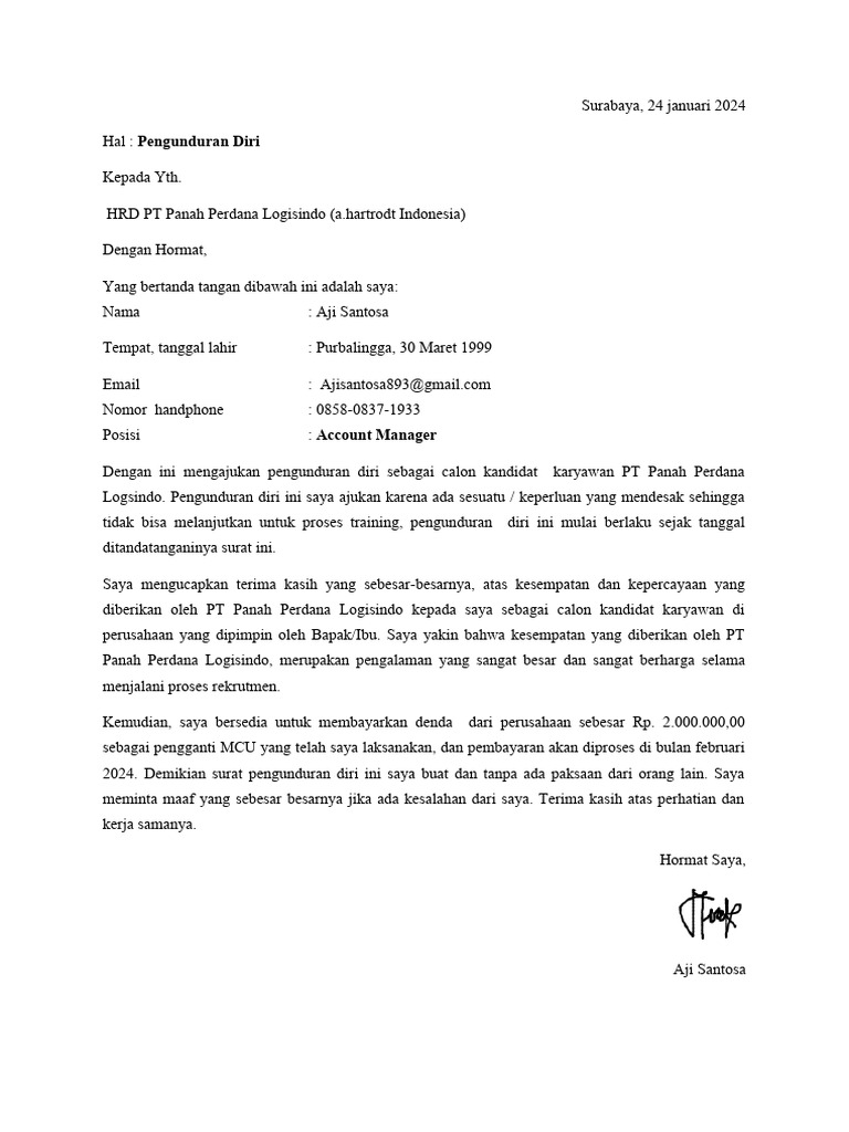 SURAT RESIGN | PDF
