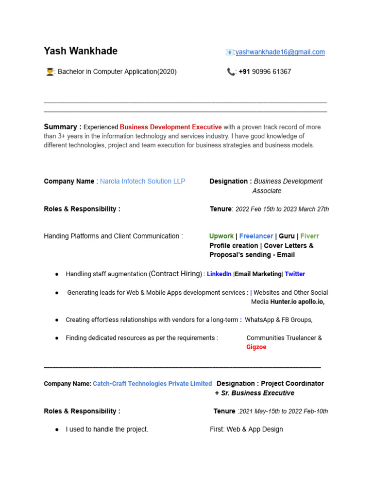 Yash Wankhade - CV | PDF | Mobile App | World Wide Web