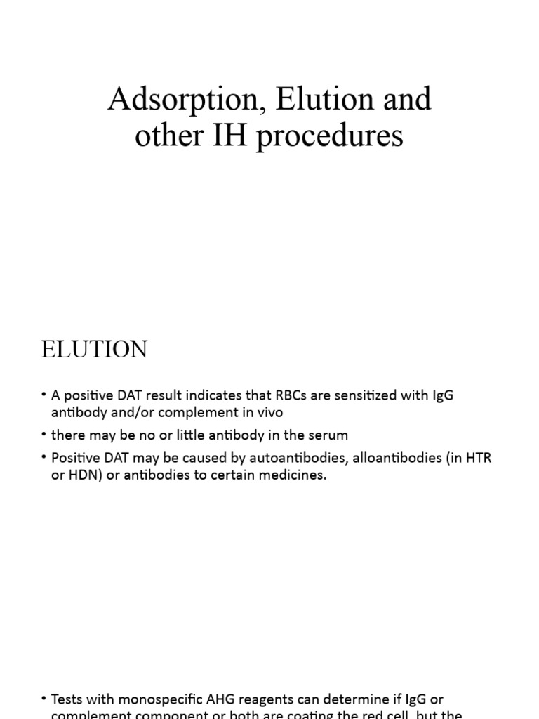 Adsorption and Elution Techniques in Blood Bank | PDF | Antibody ...