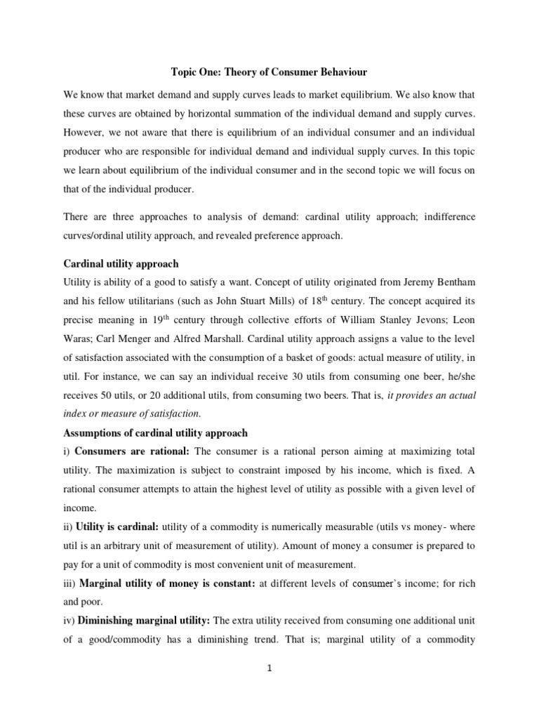Theory of Consumer Behaviour | PDF | Utility | Economies