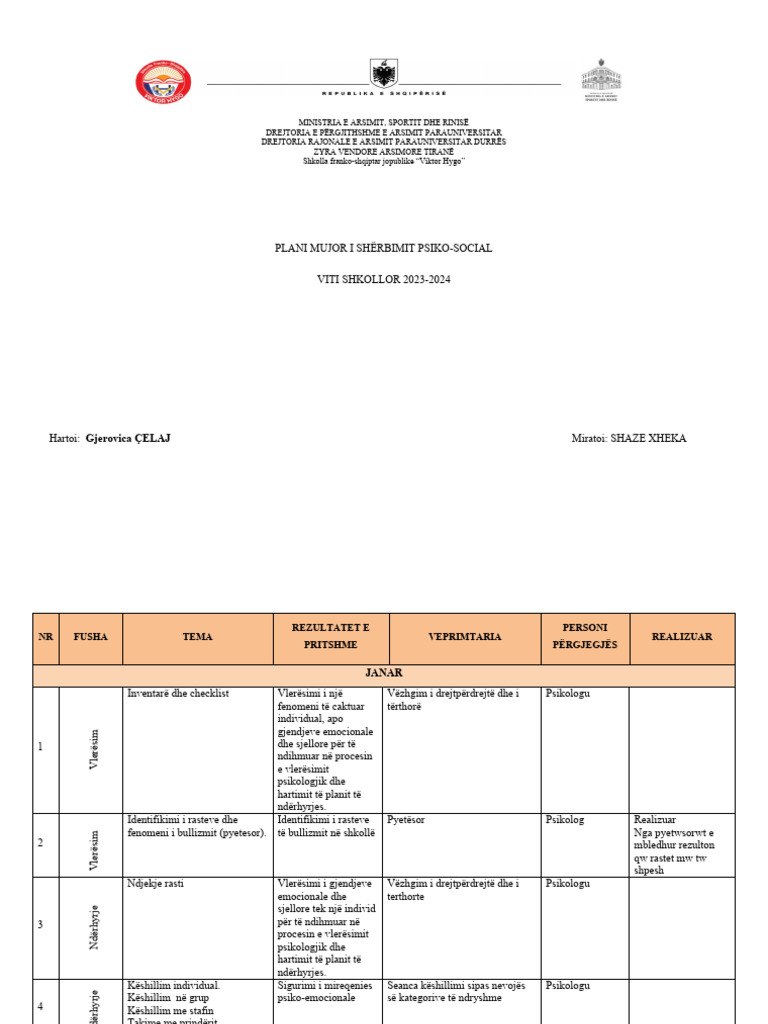 Plani Mujor Janar | PDF