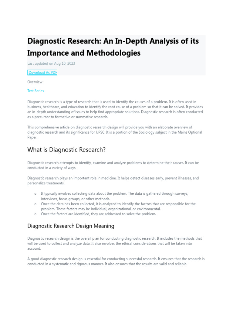 Diagnostic Research | PDF