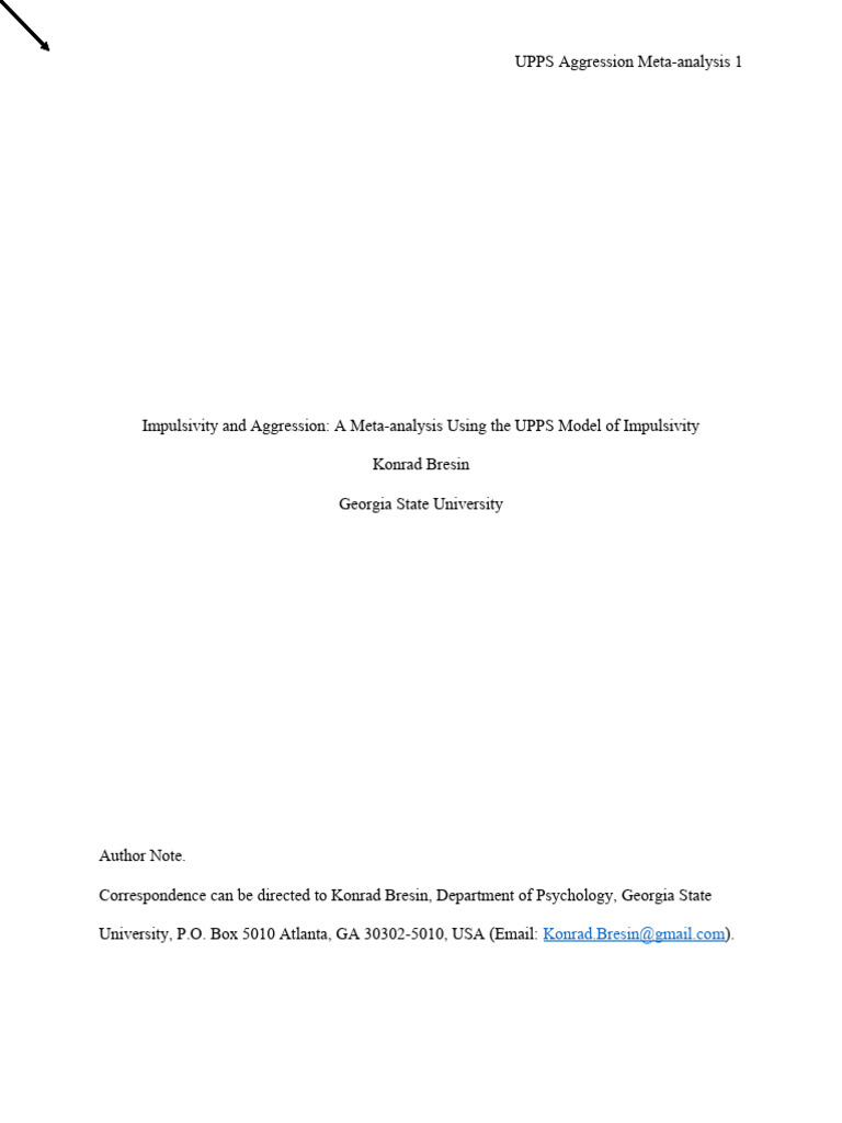 UPPS Aggression Meta - Edited | PDF