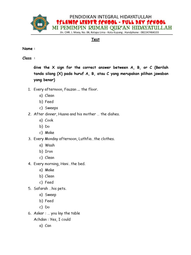 Test Grade 3 | PDF