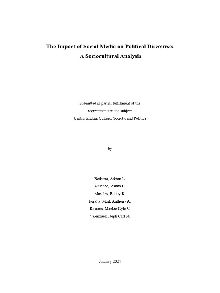 The Impact of Social Media On Political Discourse 1 | PDF | Social ...