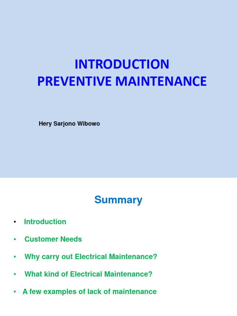 Preventive Maintenance Introduction | Download Free PDF | Safety ...