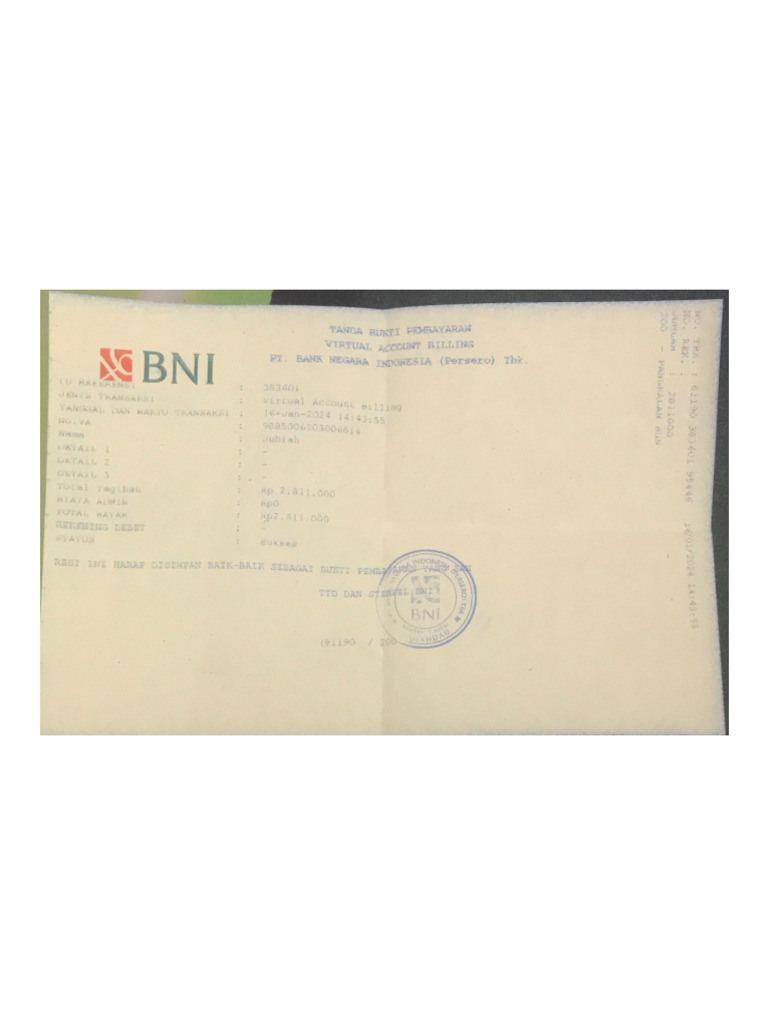 Bukti Pembayaran UKT Sem VI | PDF