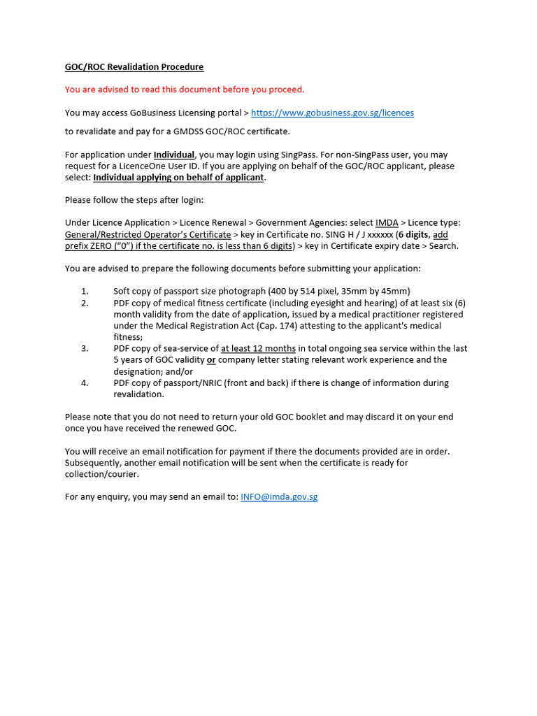 GOC or ROC Revalidation Procedure (Sep2021) | PDF