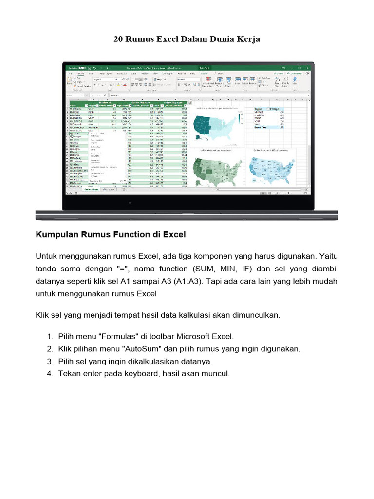 20 Rumus Excel Dalam Dunia Kerja | PDF