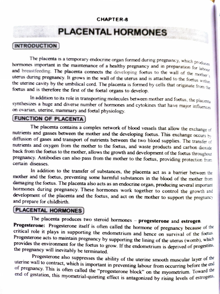 Placental Hormone | PDF | Placenta | Progesterone