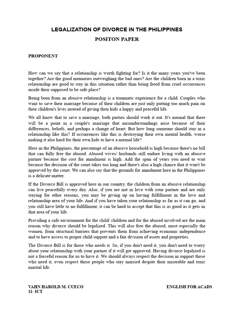 Divorce Legalization in the Philippines | PDF | Divorce | Marriage