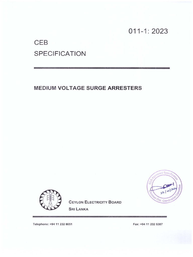 Medium Voltage Surge Arresters Specs | PDF | Insulator (Electricity) | Specification (Technical ...