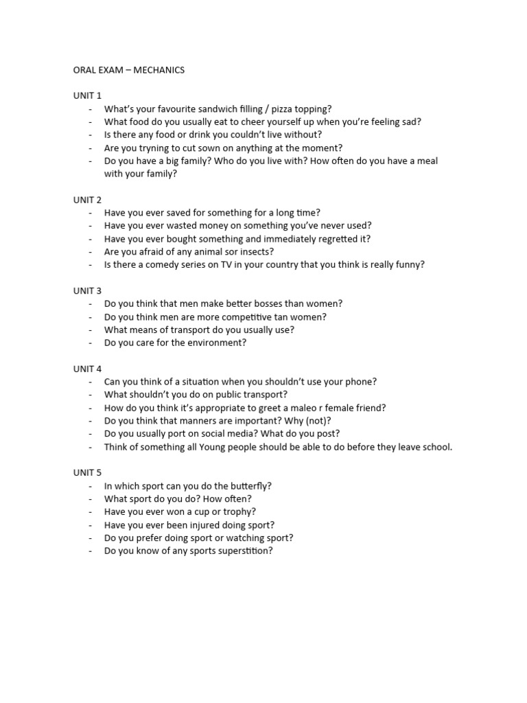 Oral Exam | PDF | Self-Improvement