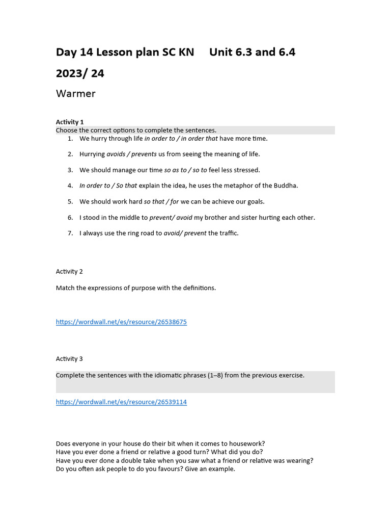 Day 14 Lesson Plan SC KN 2023 2024 KN | PDF | Obesity | Junk Food