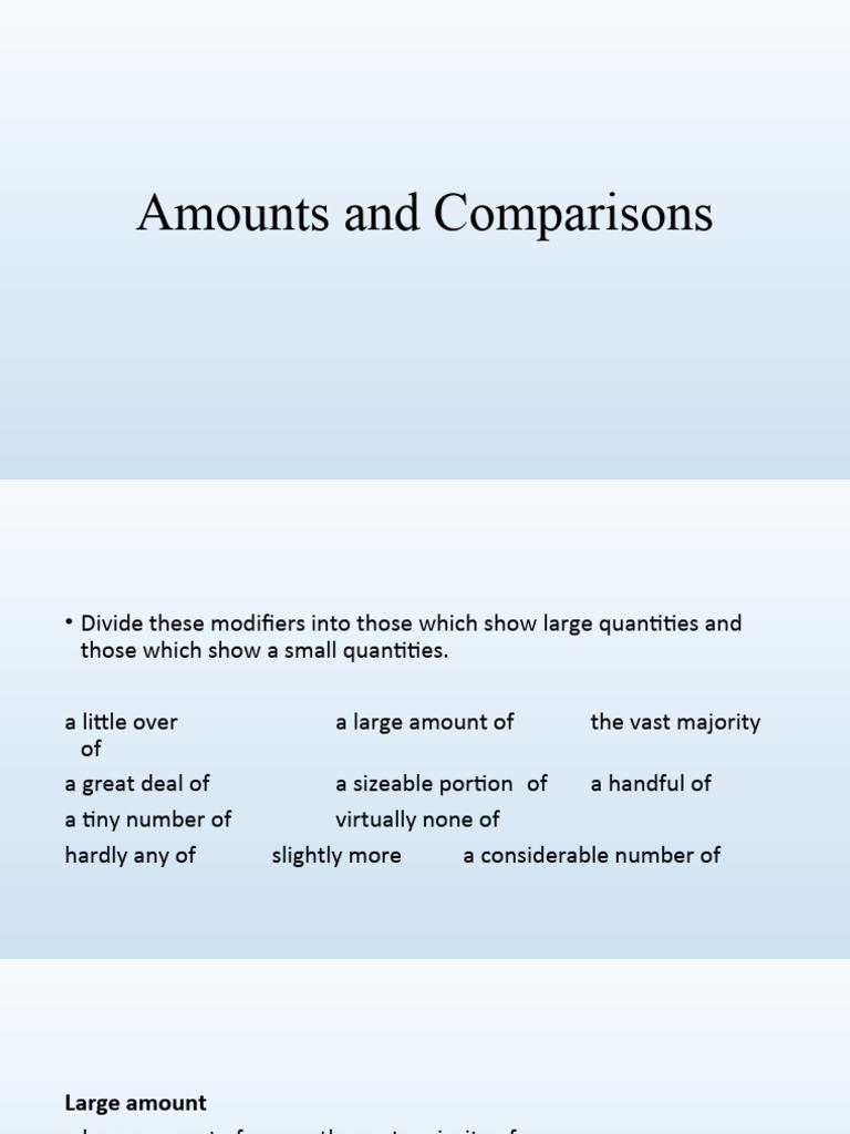 Amounts and Comparisons KN Unit 2 | PDF | Quantity | Noun