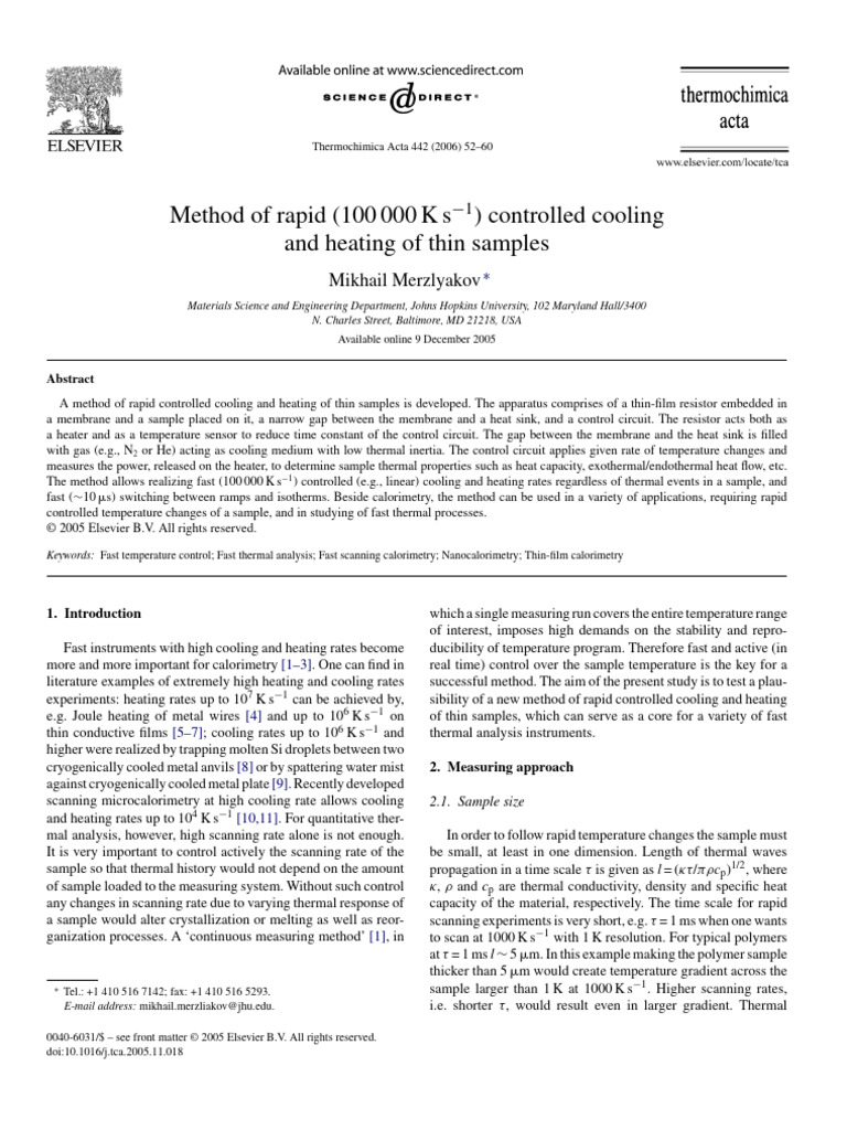 Method of Rapid (100 000 K S 1) Controlled Cooling and Heating of Thin ...
