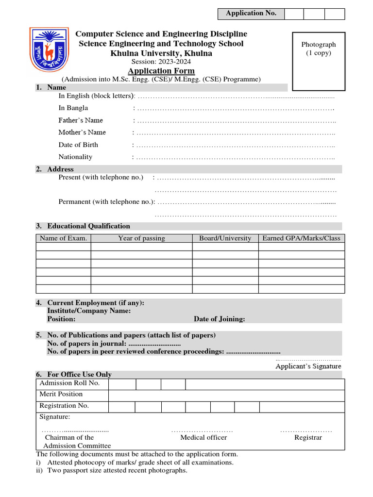Application Form-New | PDF | Qualifications | Educational Stages