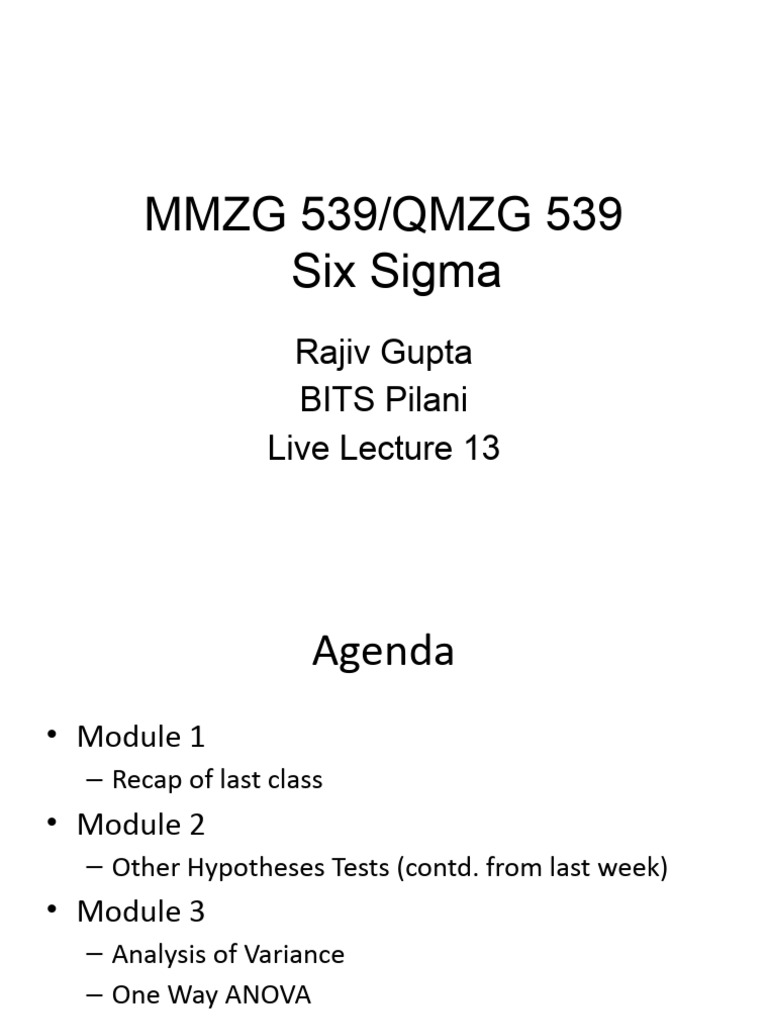 Six Sigma - Live Lecture 13 | PDF