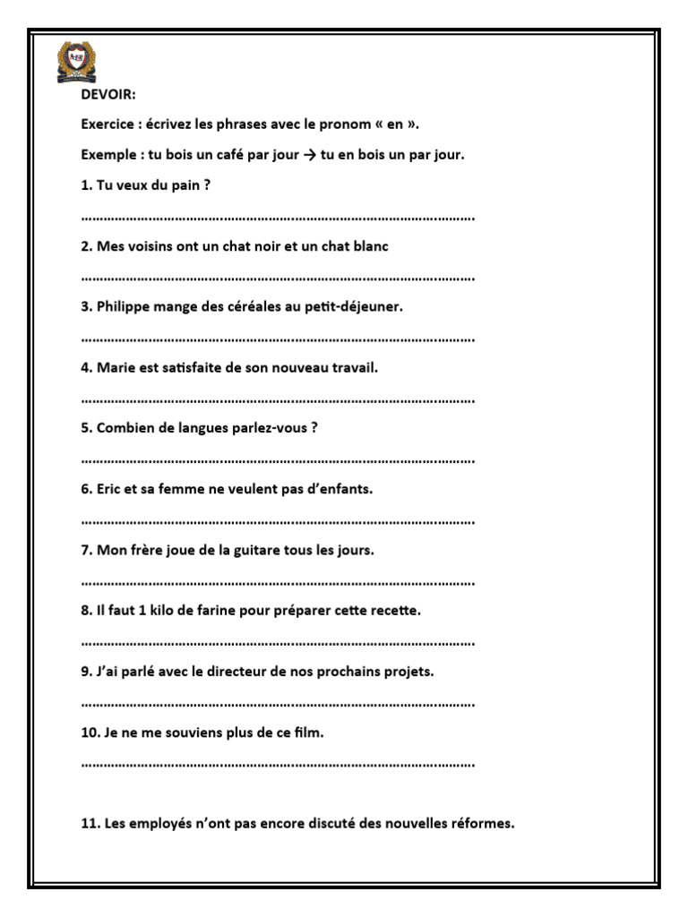 DEVOIR GR 10 en Et y | PDF