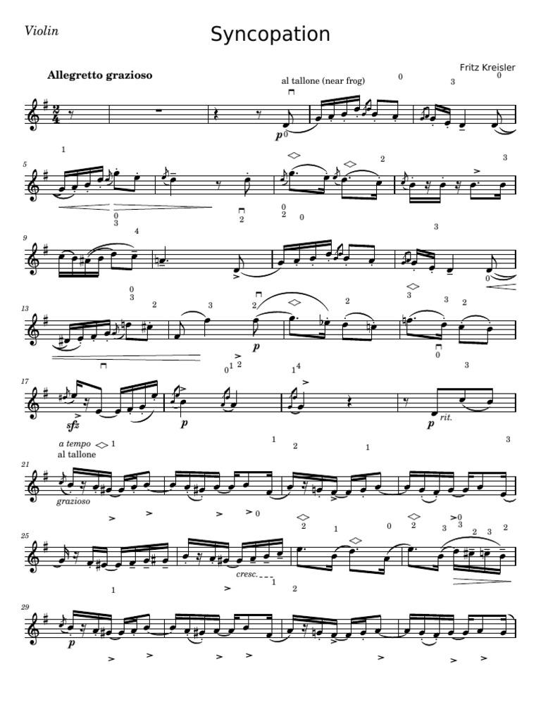 Syncopation: Violin | PDF | Musical Forms | Elements Of Music