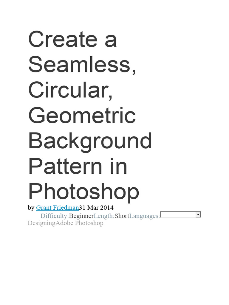 Create A Seamless | PDF | Adobe Photoshop | Computer Graphics