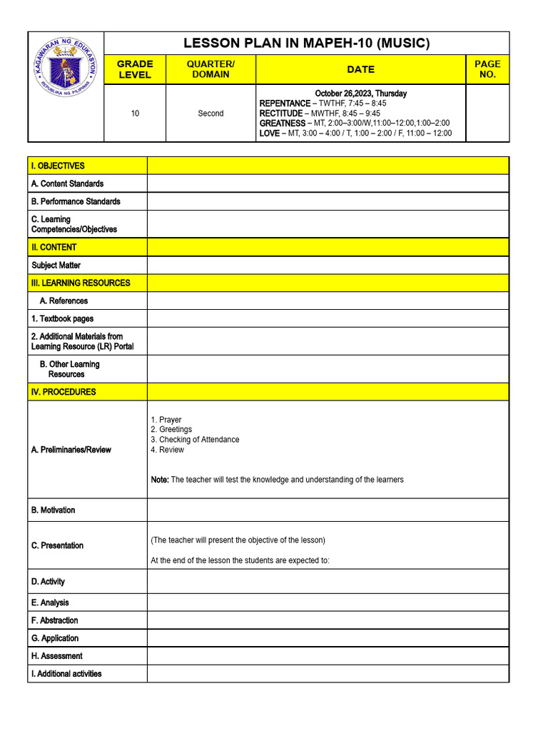 LP-FORMAT | PDF | Learning | Teachers