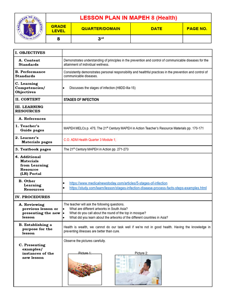 Lesson Plan Health C | PDF | Infection | Cough