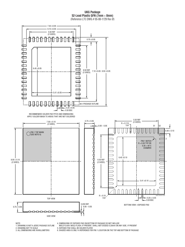 52-Lead QFN Package Dimensions Guide | PDF