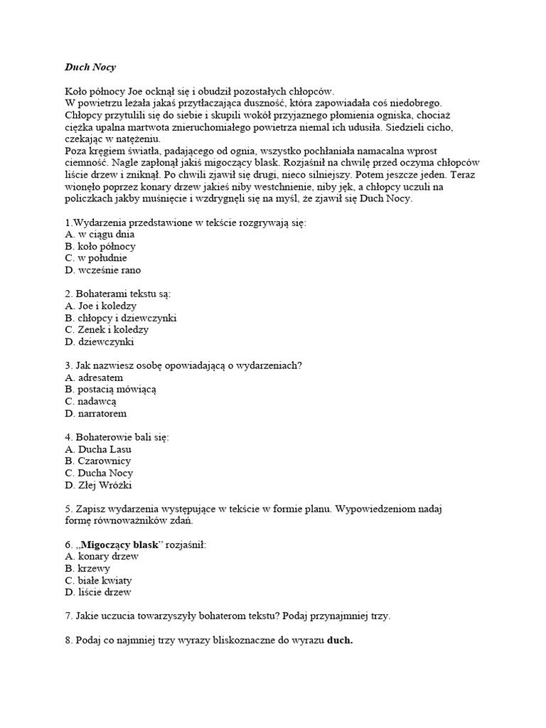 Czytanie Ze Zrozumieniem | PDF