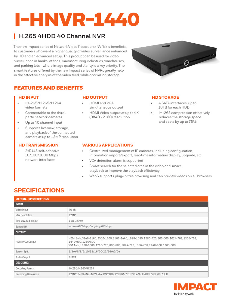 I-Hnvr-1440 Datasheet V2 | PDF | Video | Hdmi